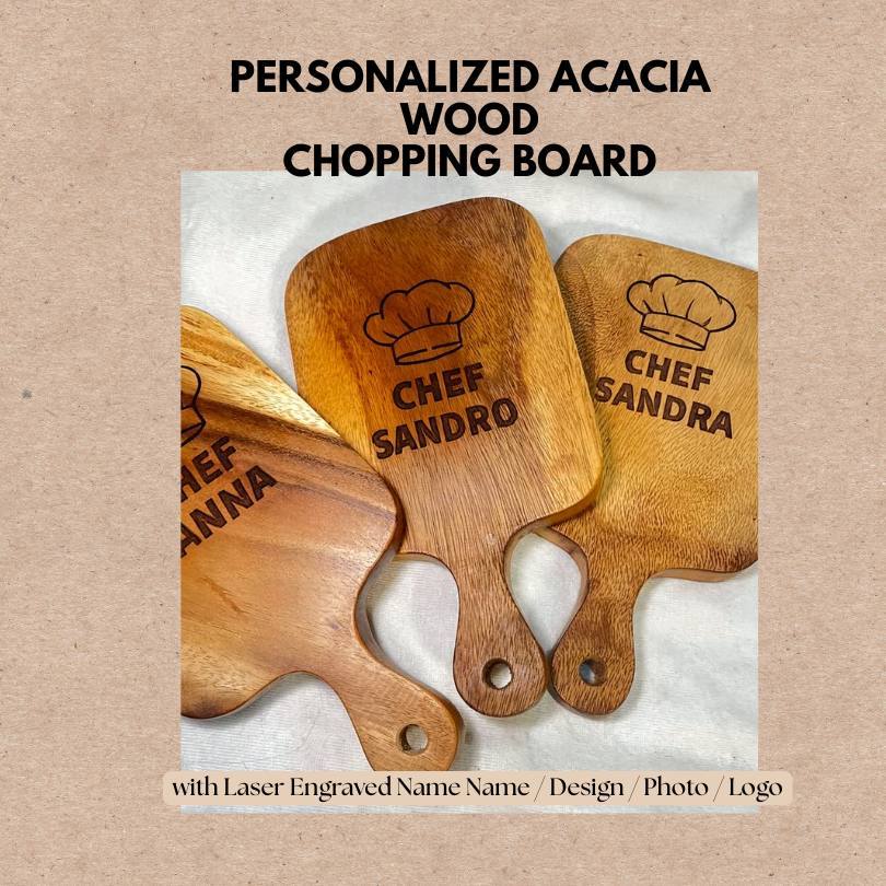 Personalized Chopping Board Sangkalan Acacia Wood with Laser Engraved ...