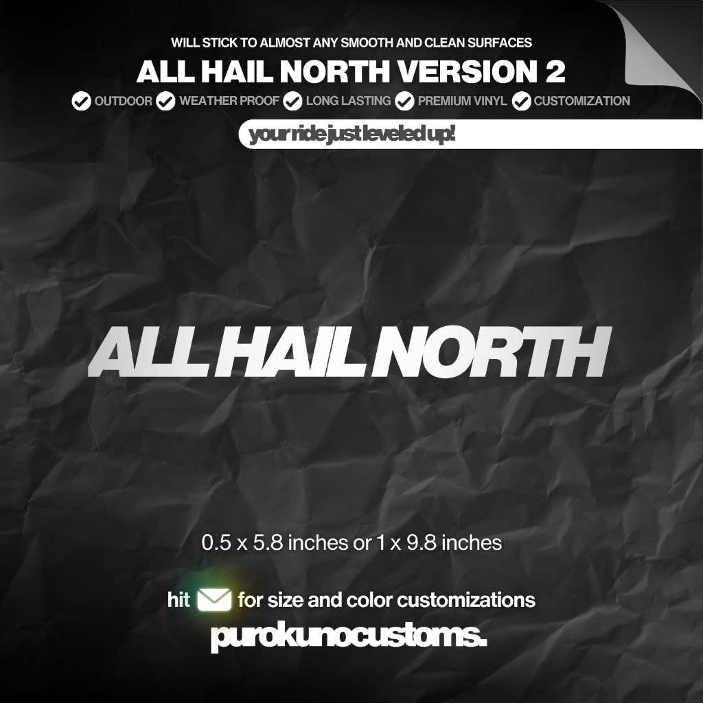 ALL HAIL NORTH VERSION 2 Cutout Sticker Decal for Motorcycle, Car, and ...