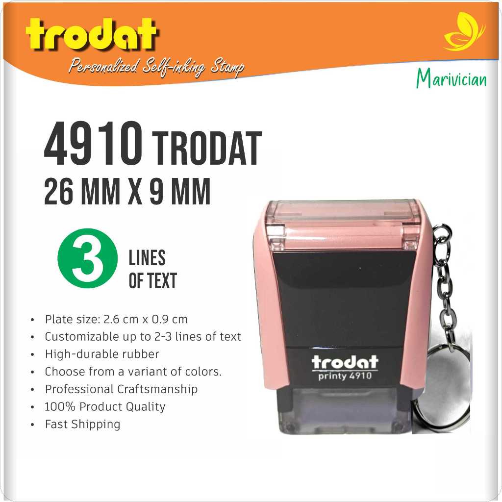 TRODAT Stamp 4910 Pastel Personalized Self-inking Custom Rubber Plate ...