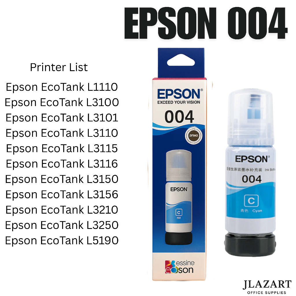 Epson ink 004 high-capacity, dye-based 70ml. Black Cyan Yellow Magenta | Shopee Philippines