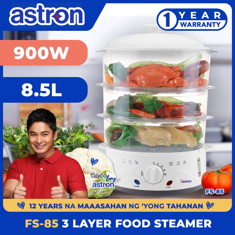 Astron FS85 3-Layer Electric Food Steamer - White | 8.5L | Fast ...