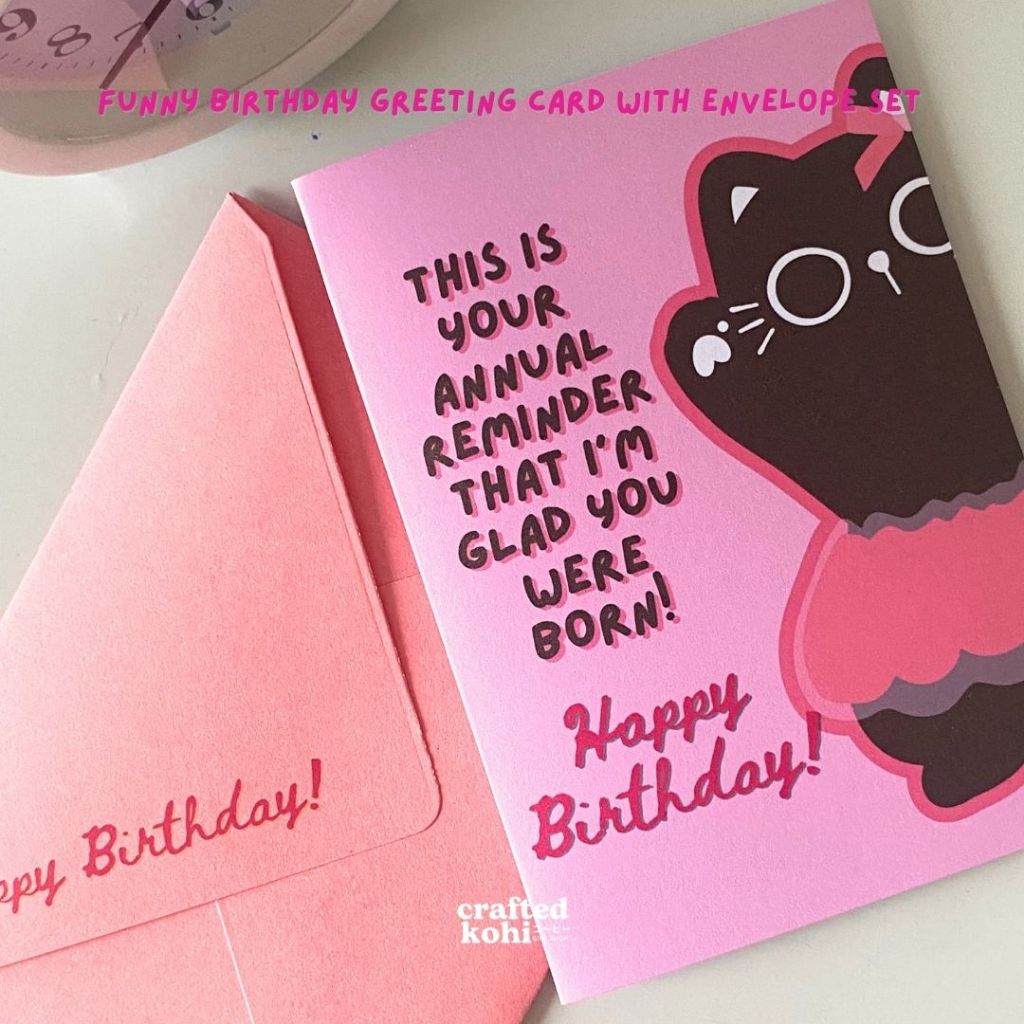 Funny Witty Humor Pink Birthday Greeting Card with Envelope set ...