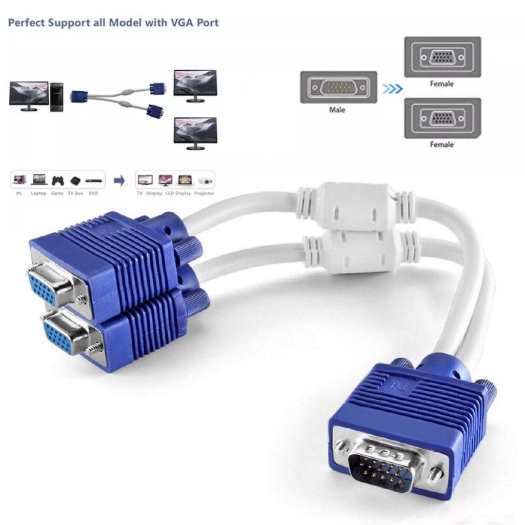 One host connects two monitors VGA one-two lines Computer display ...
