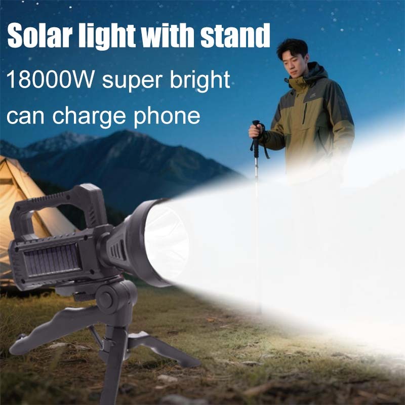 Super Bright Solar Flashlight with stand Rechargeable Camping Light ...