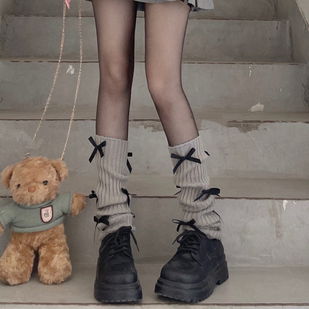 Y2K Women Leg Covers Japanese Lolita Socks Wool Knitted Foot Covers Arm ...