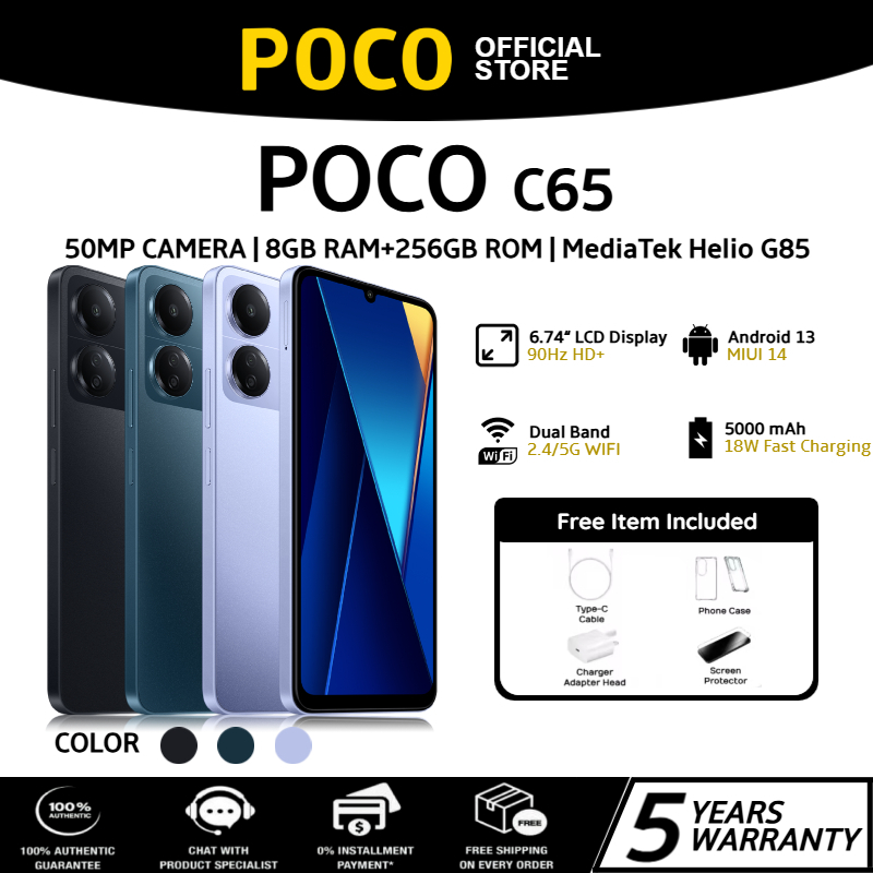 POCO C65 Smart Phone 8GB+256GB 50MP AI Triple Camera Smooth 6.74" 90Hz Display Massive Global ...