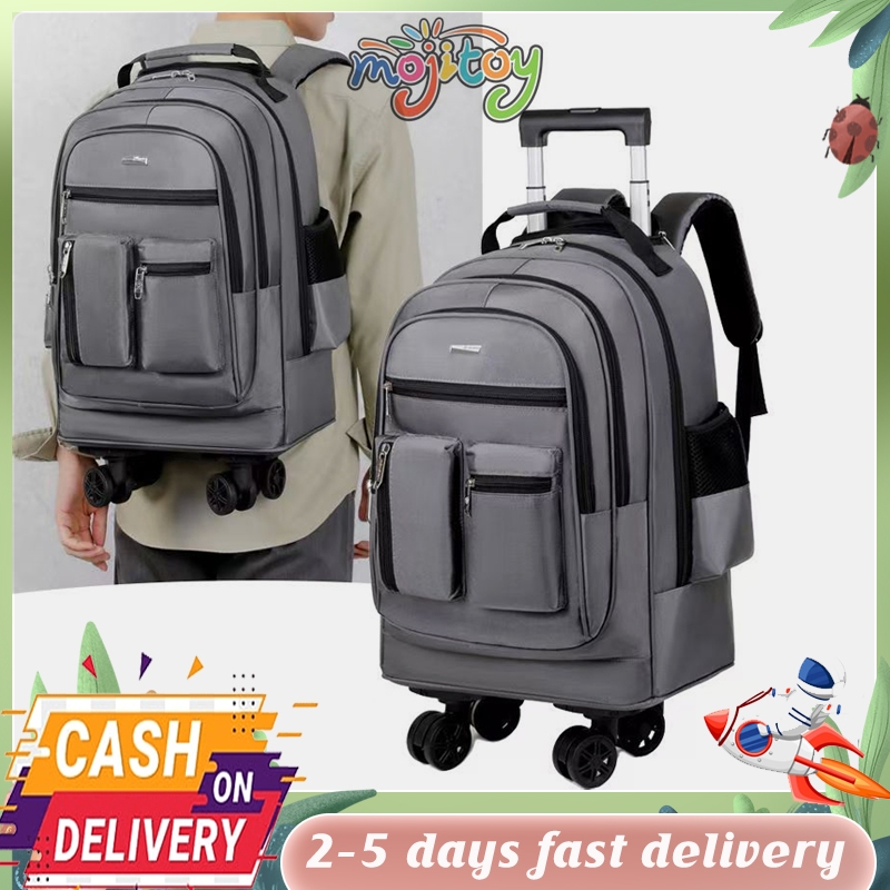 Trolley Backpack 4 Wheels Detachable Travel Backpack Laptop Bag ...