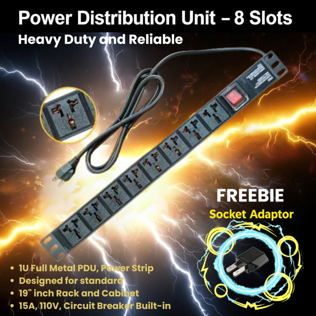 8port PDU Power Distribution Unit Rackmountable [PDU-8slots Metal type ...