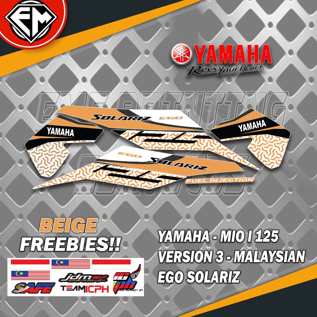 YAMAHA EGO SOLARIZ M3 / MIO I 125 MALAYSIAN DECALS FOR MOTORCYCLE PARTS ...