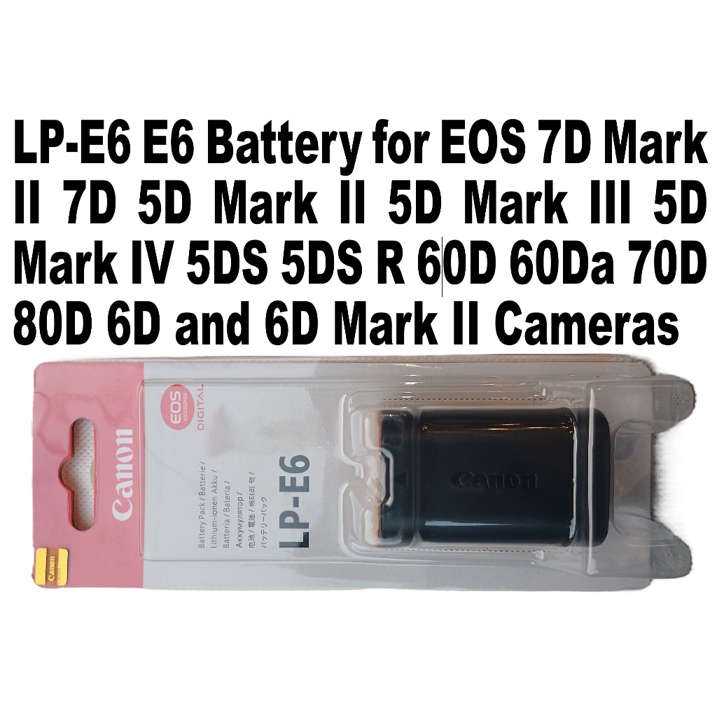 LP-E6 E6 Battery for EOS 7D Mark II 5D MarkII Mark III 6D Mark IV 5DS ...