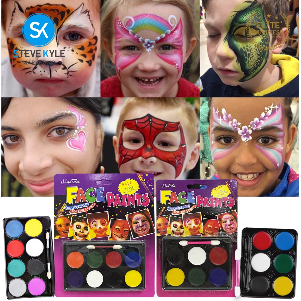Steve Kyle Creative Face Paints 6-8 Colors Safe And Water Washable For ...