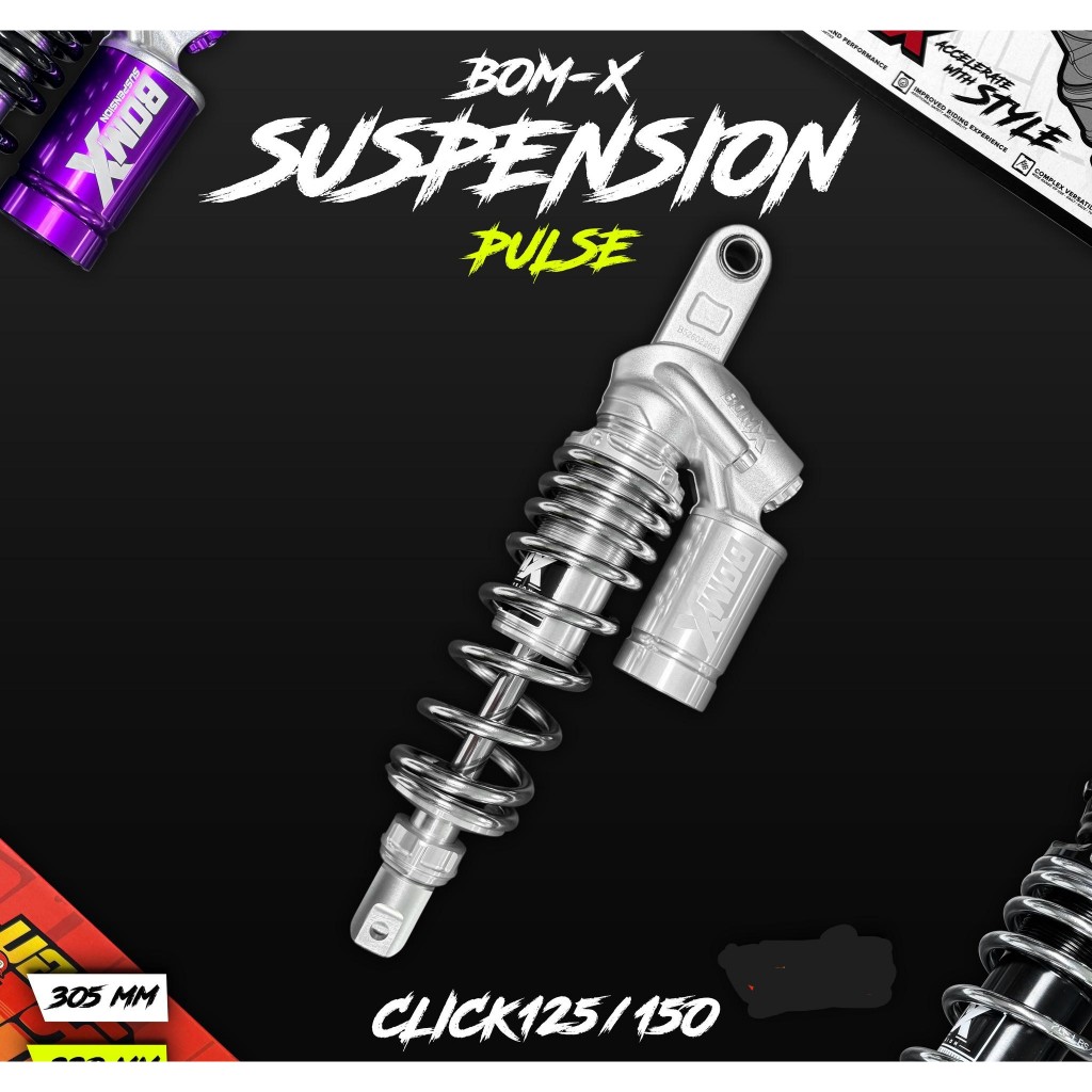 MIOLS2 BRAND NEW 𝗕𝗢𝗠-𝗫 𝗣𝗨𝗟𝗦𝗘 REAR SHOCK / NMAX AEROX V2 / CLICK 125 150 ...