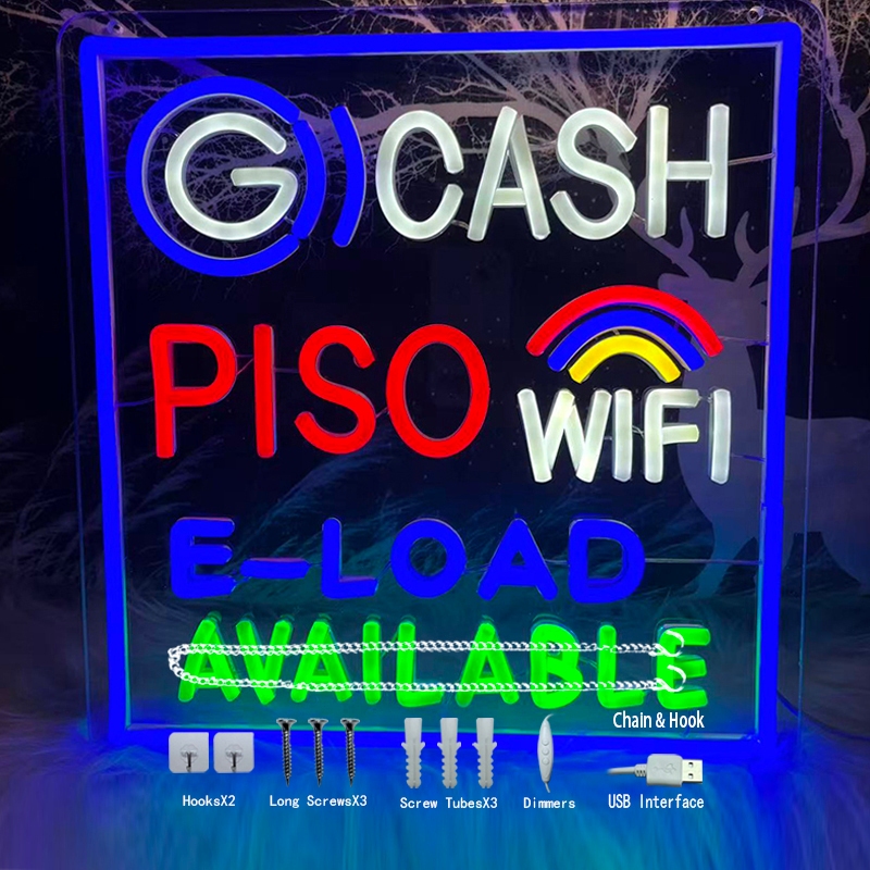 led neon sign piso wifi signage gcash available neon wall décor lamp ...