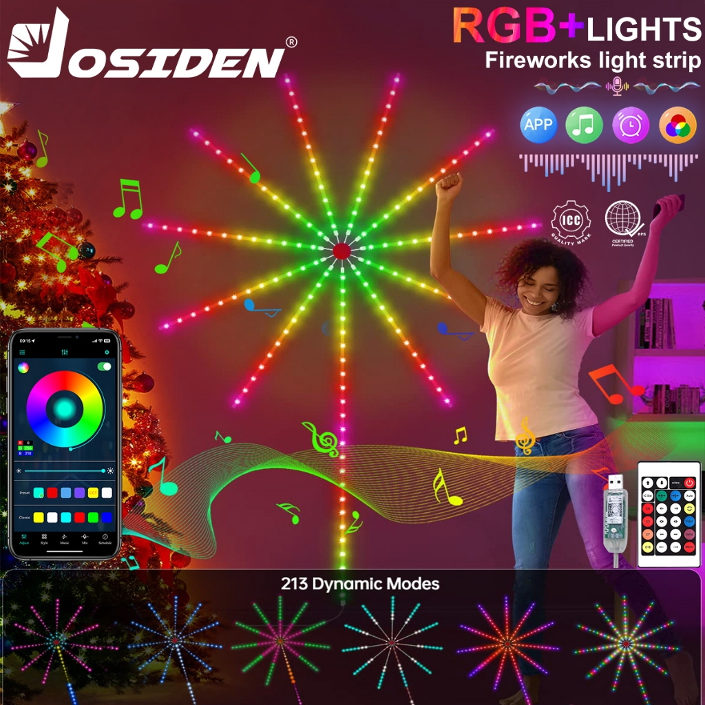 5V RGB IC LED fireworks strip light 213 dynamic modes Christmas ...