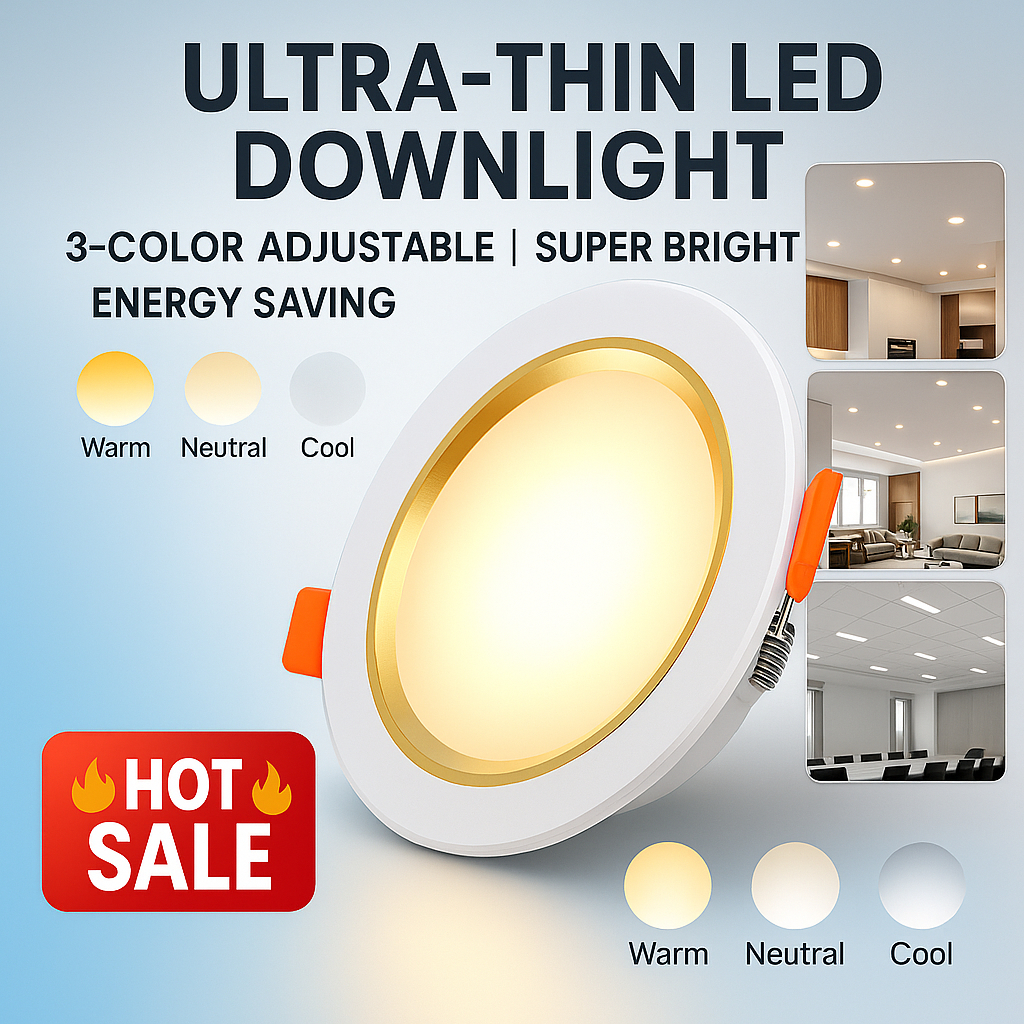 COD LED Tricolor Round Pin Downlight | Ultra-Thin Embedded Panel ...
