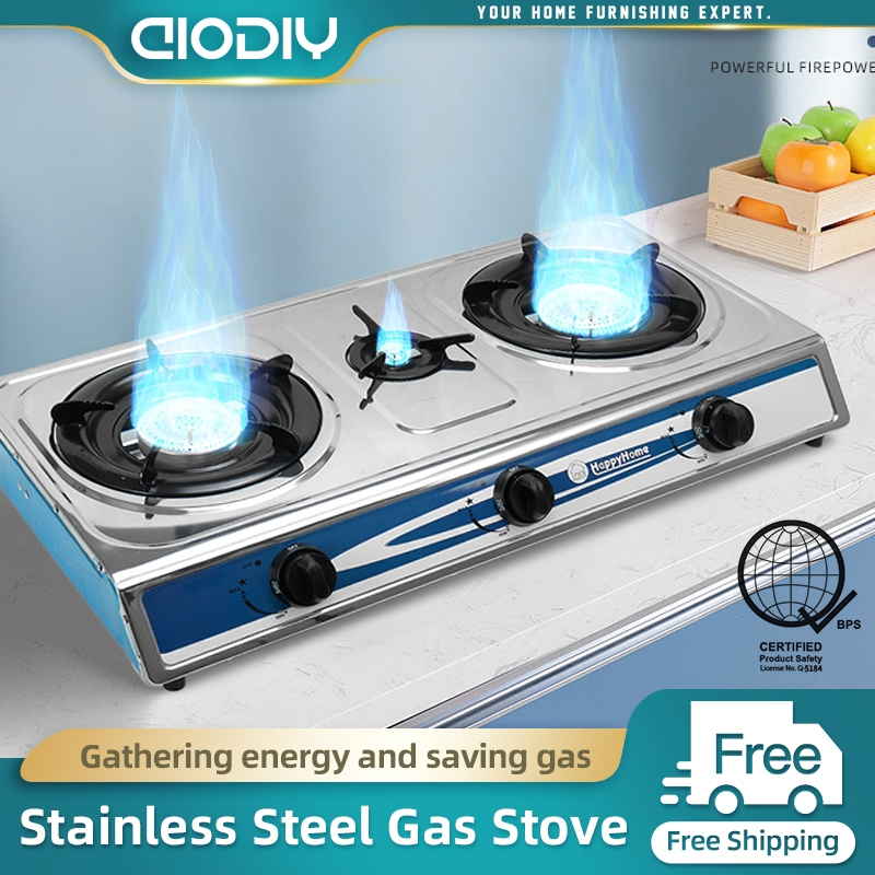 AIODIY Gas stove Dual Gas Stove Dual Standard 4.0KW Stainless Steel Gas ...