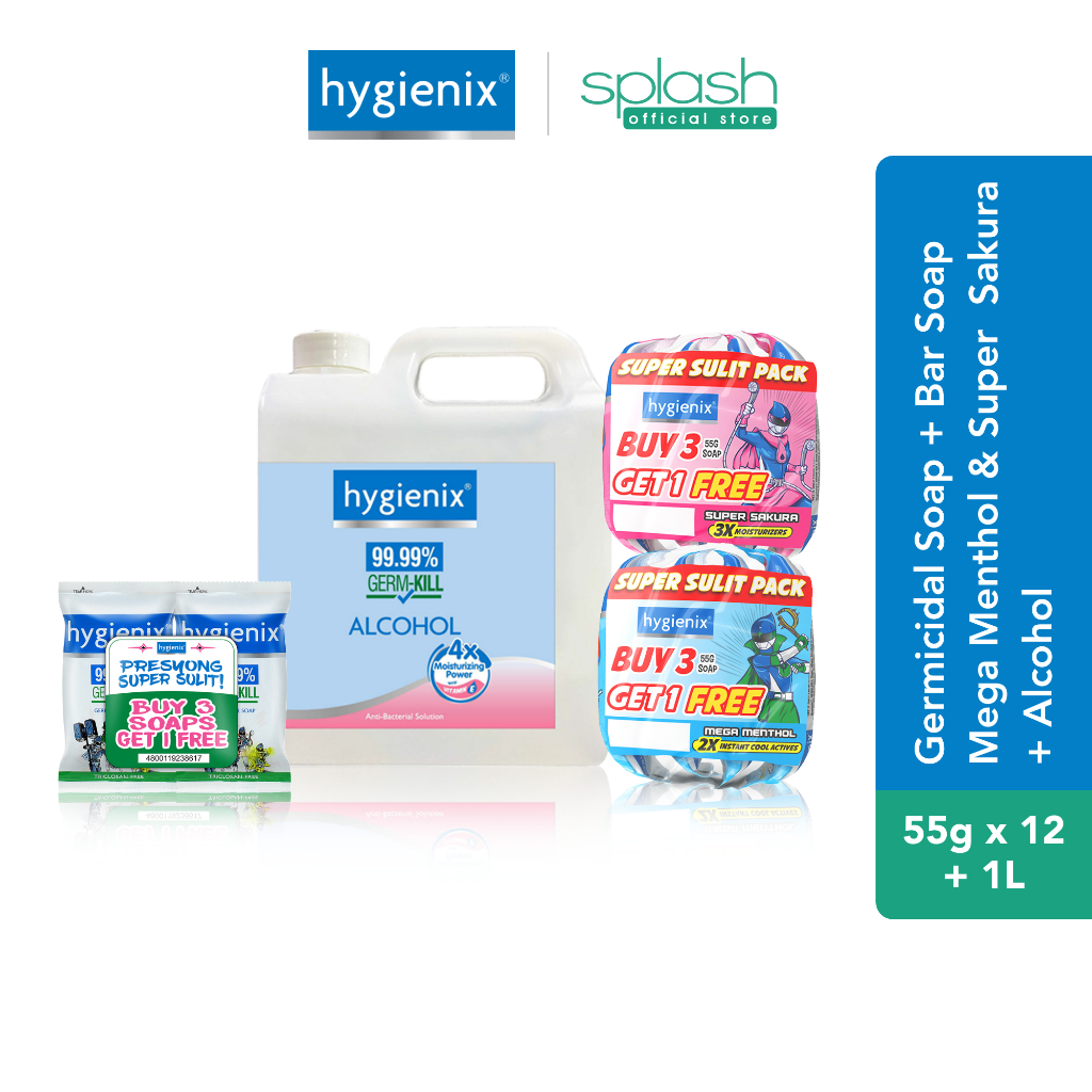 Hygienix Alcohol with Moisturizer 1L (No Pump) + [Buy 3 Get 1] Hygienix ...
