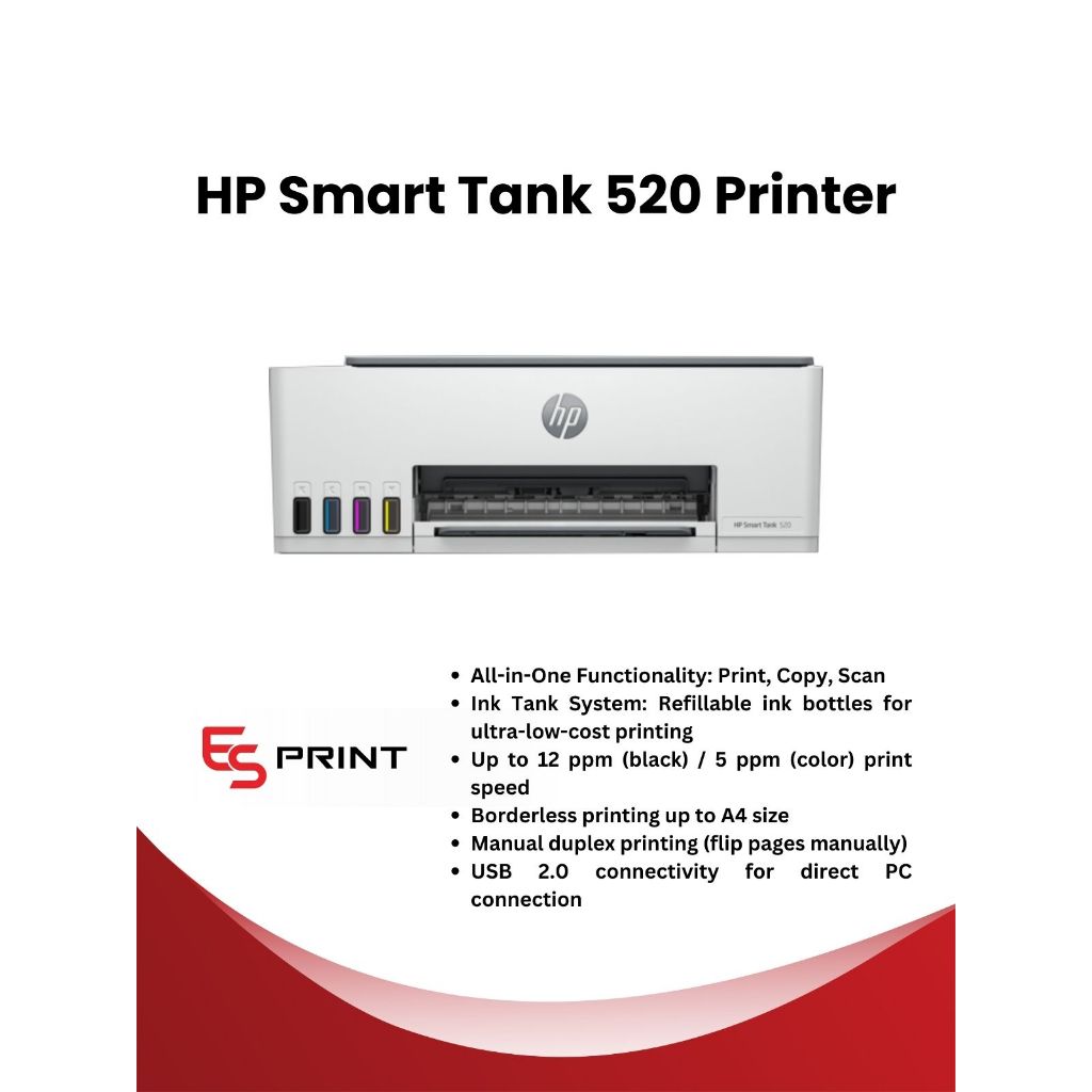HP Smart Tank 520 | Print, Scan, Copy with Ultra-Low Cost Ink System ...