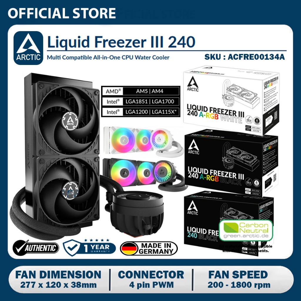 Arctic Liquid Freezer III-240 Series Multi Compatible All-in-One CPU ...
