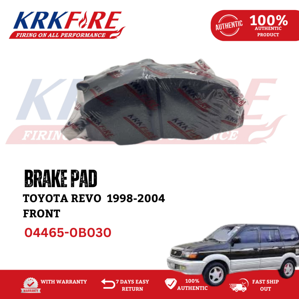 KRKFIRE BRAKE PAD KF04465-0B030 FOR TOYOTA REVO 1998-2004 (FRONT ...