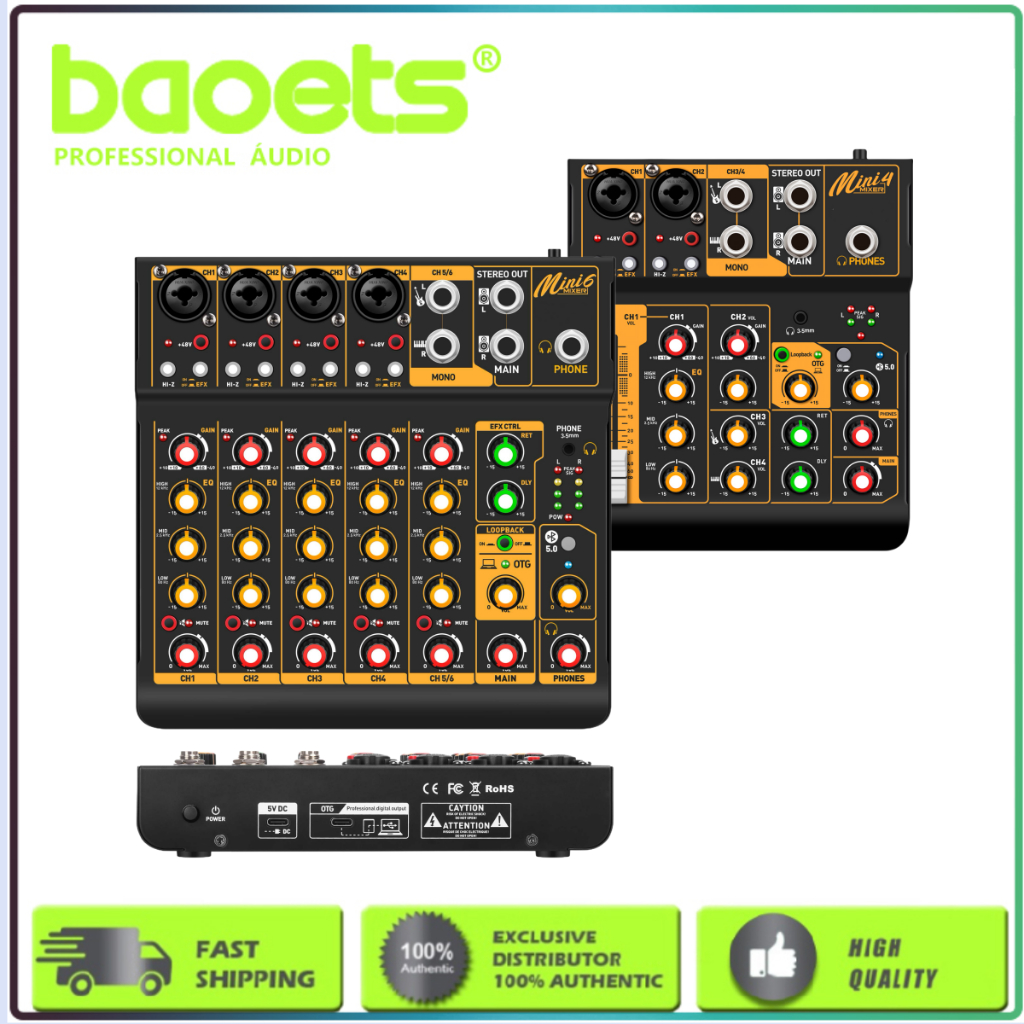 MINI Mixer 4 Channel for Live Streaming Audio Mixer with Equalizer ...
