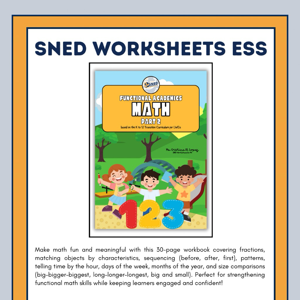 Functional Academics Math part 2 Workbook for SPED/SNED Learners ...