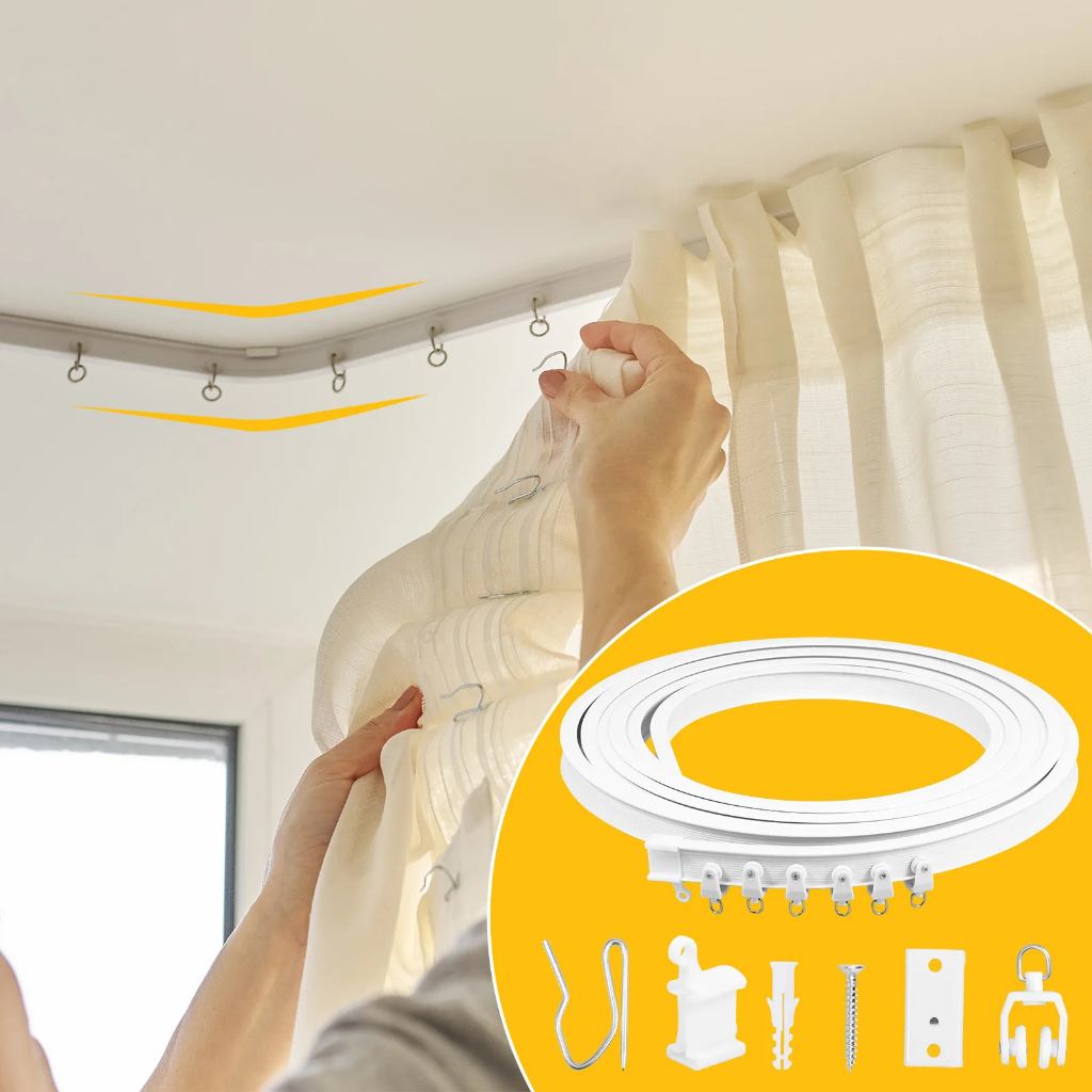 Flexible Ceiling Curtain Track ,3M Curved Curtain Rail with Mute ...