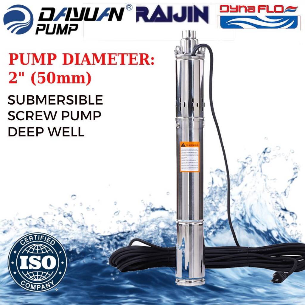 DAYUAN RAIJIN DYNAFLO Screw Pump Submersible Deep Well 50mm 2" 1HP 0 ...