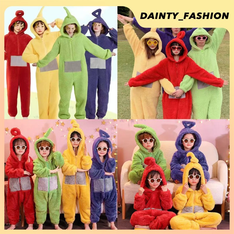 【COD】Teletubbies Cosplay Costume Onesie Pajamas Coral Fleece Sleepwear ...