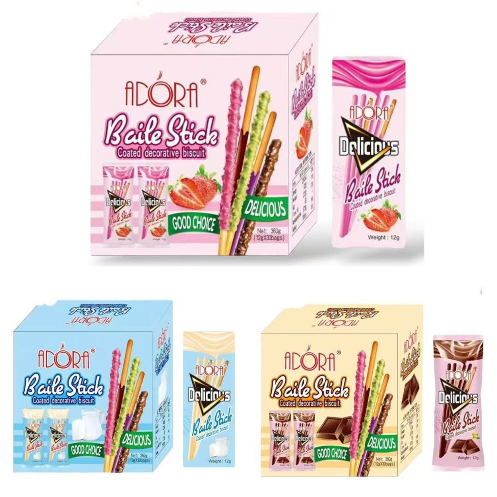 30pcs/1box Strawberry/Milk/Chocolate Flavor Deliciously Crunchy Biscuit ...