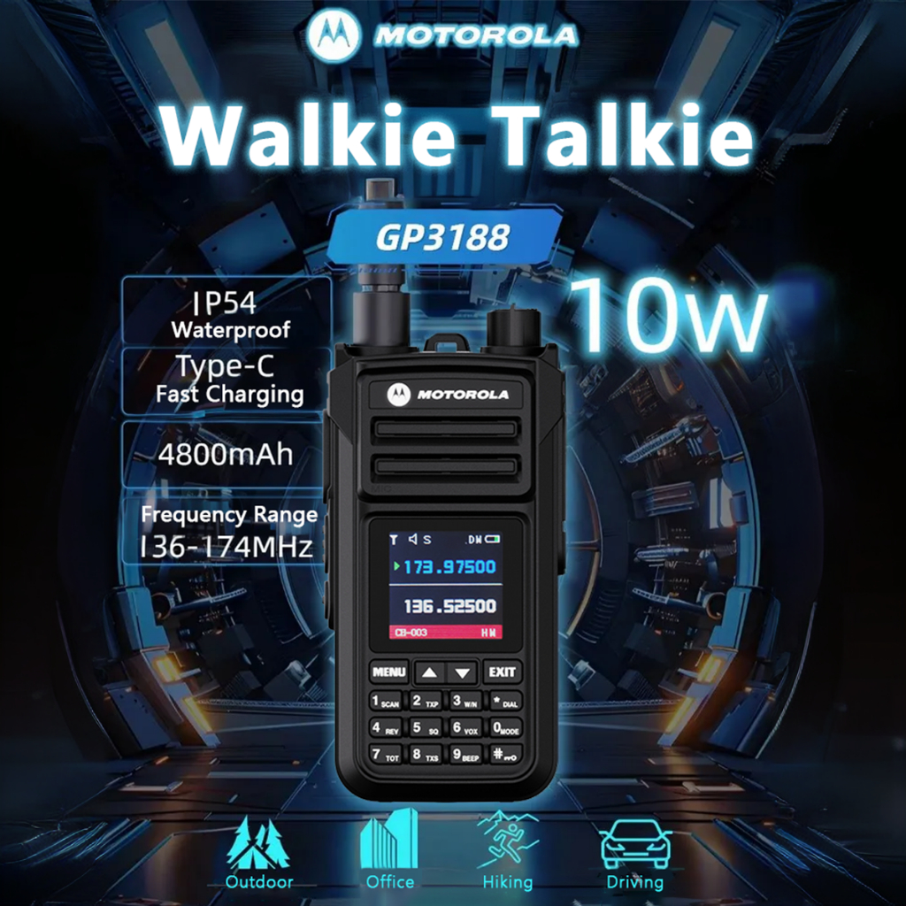 Walkie Talkie Motorola GP3188 VHF Two Way Radio Long Range 10KM High ...
