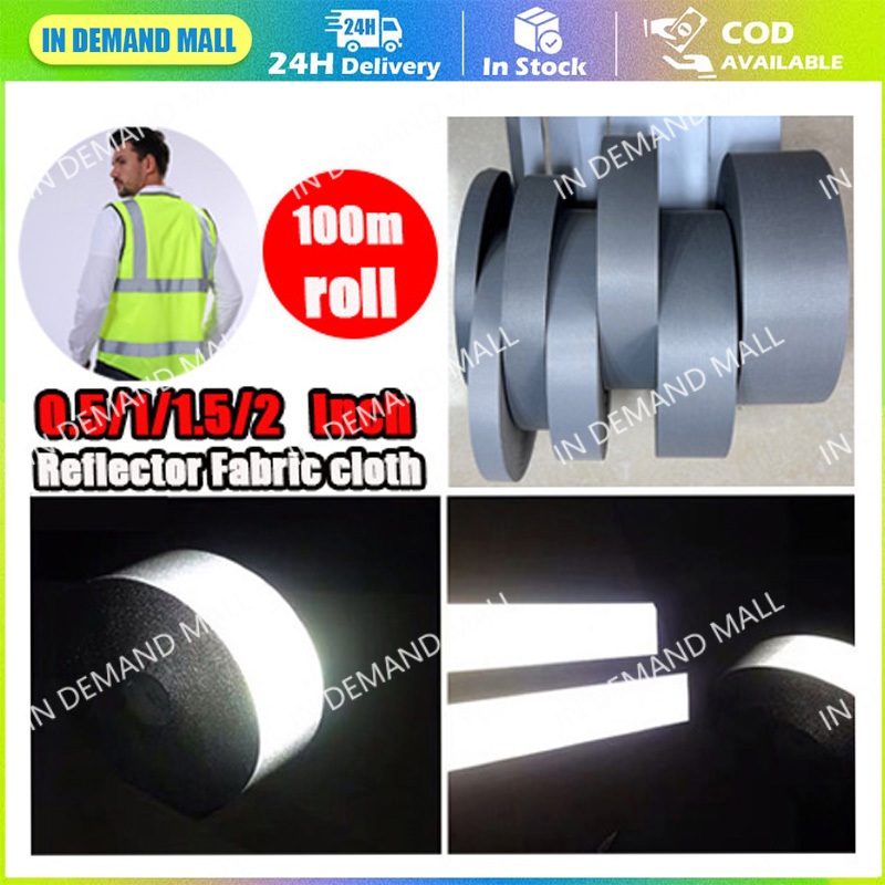 100M/roll Reflector Fabric cloth gray silver reflective safety tape for ...