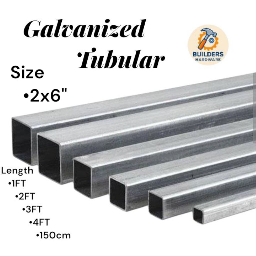 GI Square Tube | Tubular | 2x6 | 1.5mm | Sold per 50cm, 100cm | Makapal ...