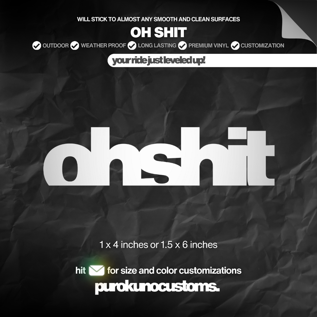 OH SHIT Cutout Sticker Decal for Motorcycle, Car, and Bike | PUROKUNO ...