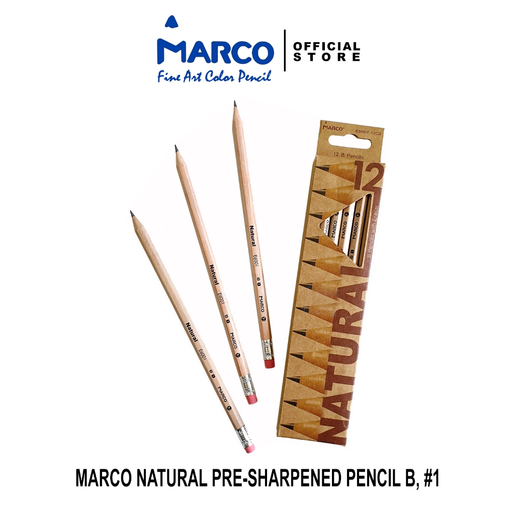 MARCO NATURAL PRE-SHARPENED PENCIL B, #1 | Shopee Philippines