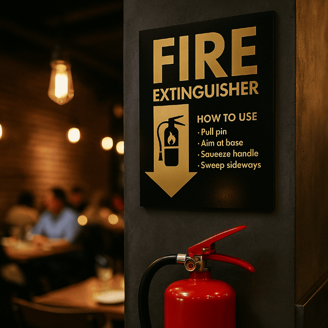 LE Acrylic Sign Fire Extinguisher Black Gold Color A4 8.3 x 11.7 in ...