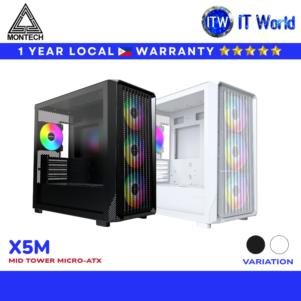 Montech X5M Micro ATX Mid-Tower ARGB 360mm PC Case (Black | White ...