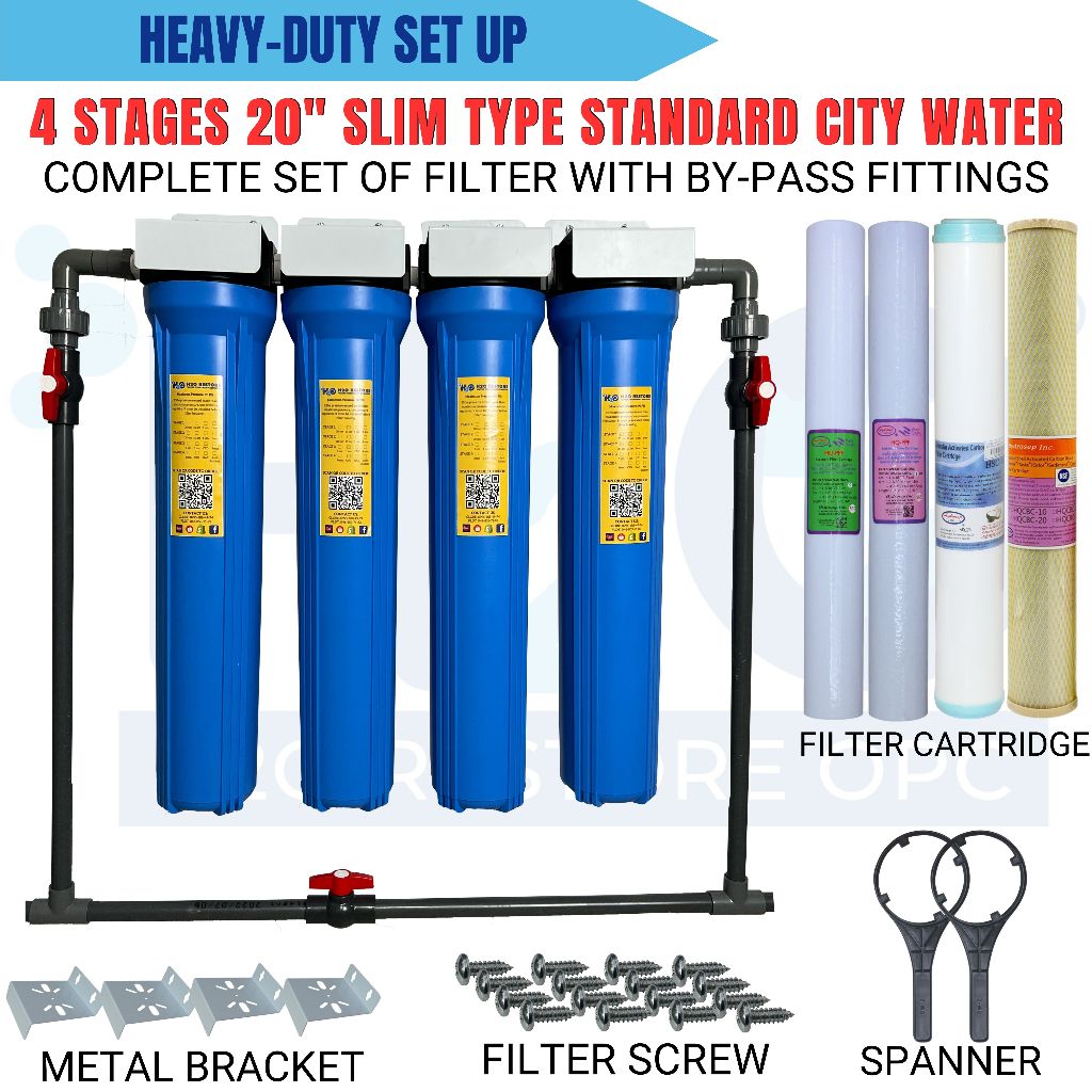 4 Stages Water Filter City Water Standard Heavy Duty Complete Set with ...