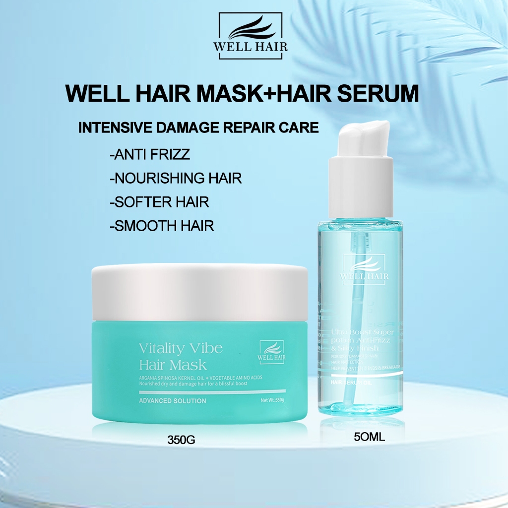 Well Hair Serum Oil Anti-Frizzy Silky Smooth Dry Damage Treatment Shine ...