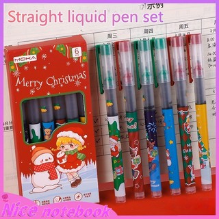 6PCS/Set Christmas liquid Pen 0.5mm Black Ink pen Writing ballpen set ...