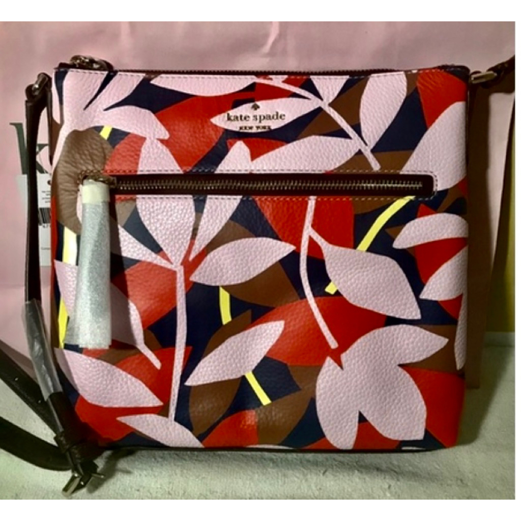 Kate Spade Jackson Tropical Toss Top Zip Crossbody Bag Pink Multi ...