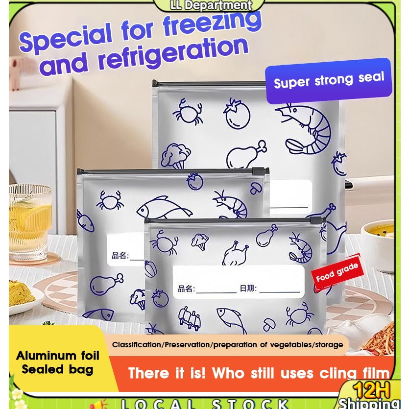 10PCS Reusable Leakproof Freezer Safe Stand Up Zip Lock Aluminum Foil ...