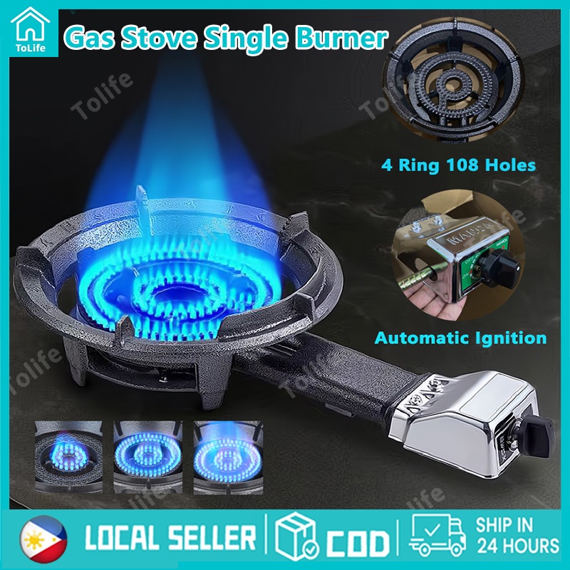 Heavy duty gas stove single burner cast iron low pressure automatic ...