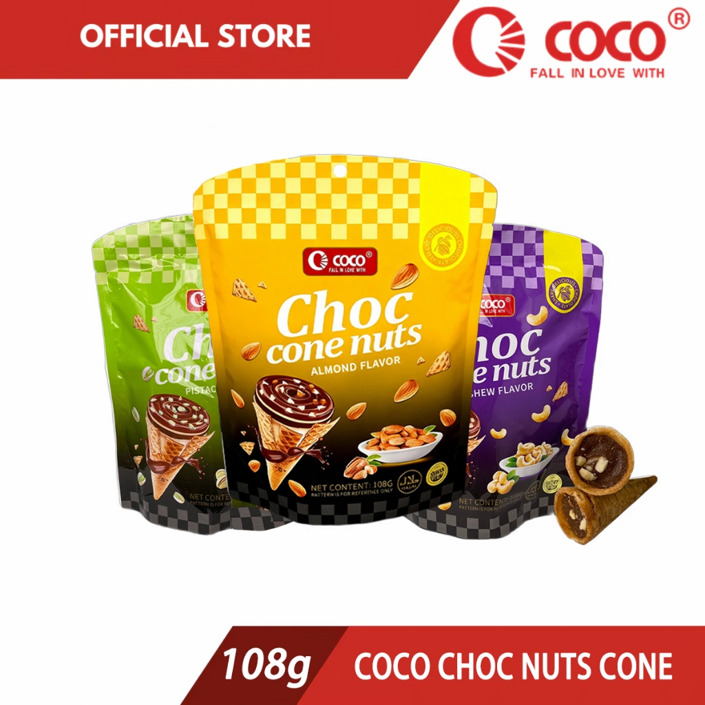 【BUY 1 TAKE 1】COCO choc nuts cone almond/Cashew/Pistachio 108g Snack ...