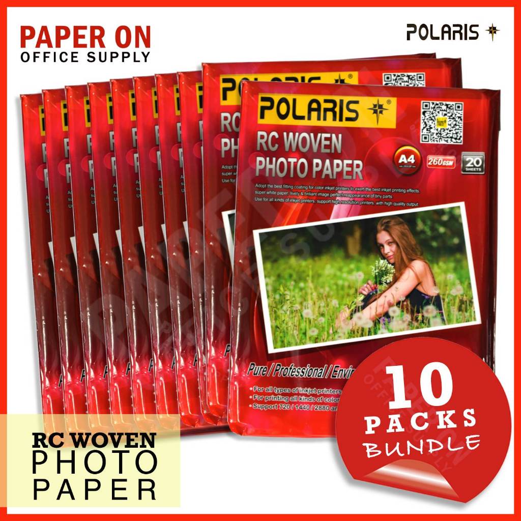 Polaris RC Woven Photo paper A4 size 260gsm (10 Packs Bundle) | Shopee ...