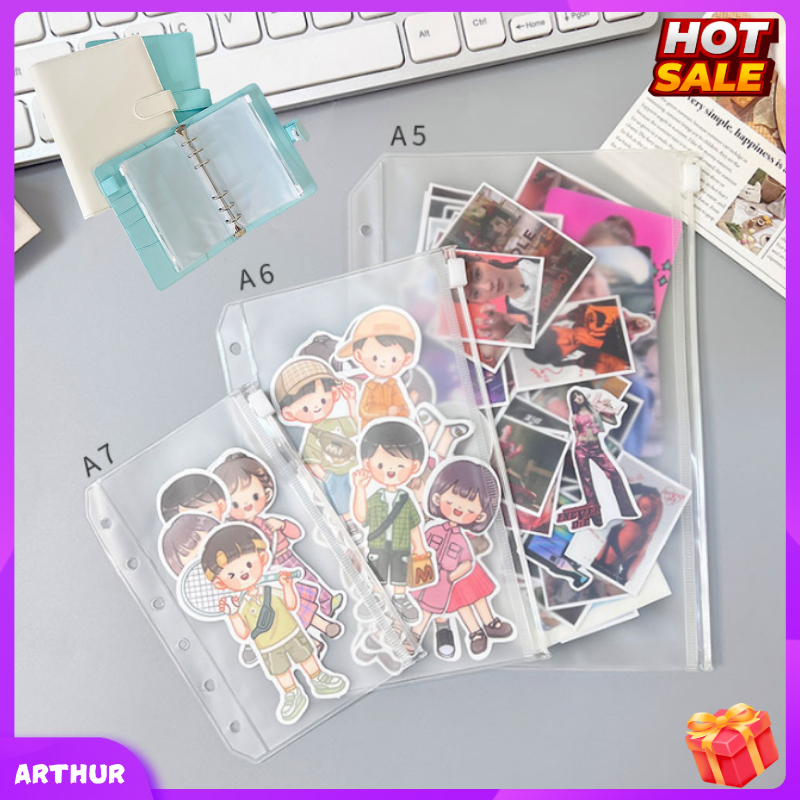 A5/A6 PVC Zipper Folders Transparent Binder Storage bag Pockets ...