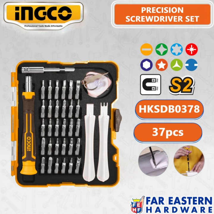 INGCO Precision Screwdriver 37pcs Set HKSDB0378 INAC | Shopee Philippines