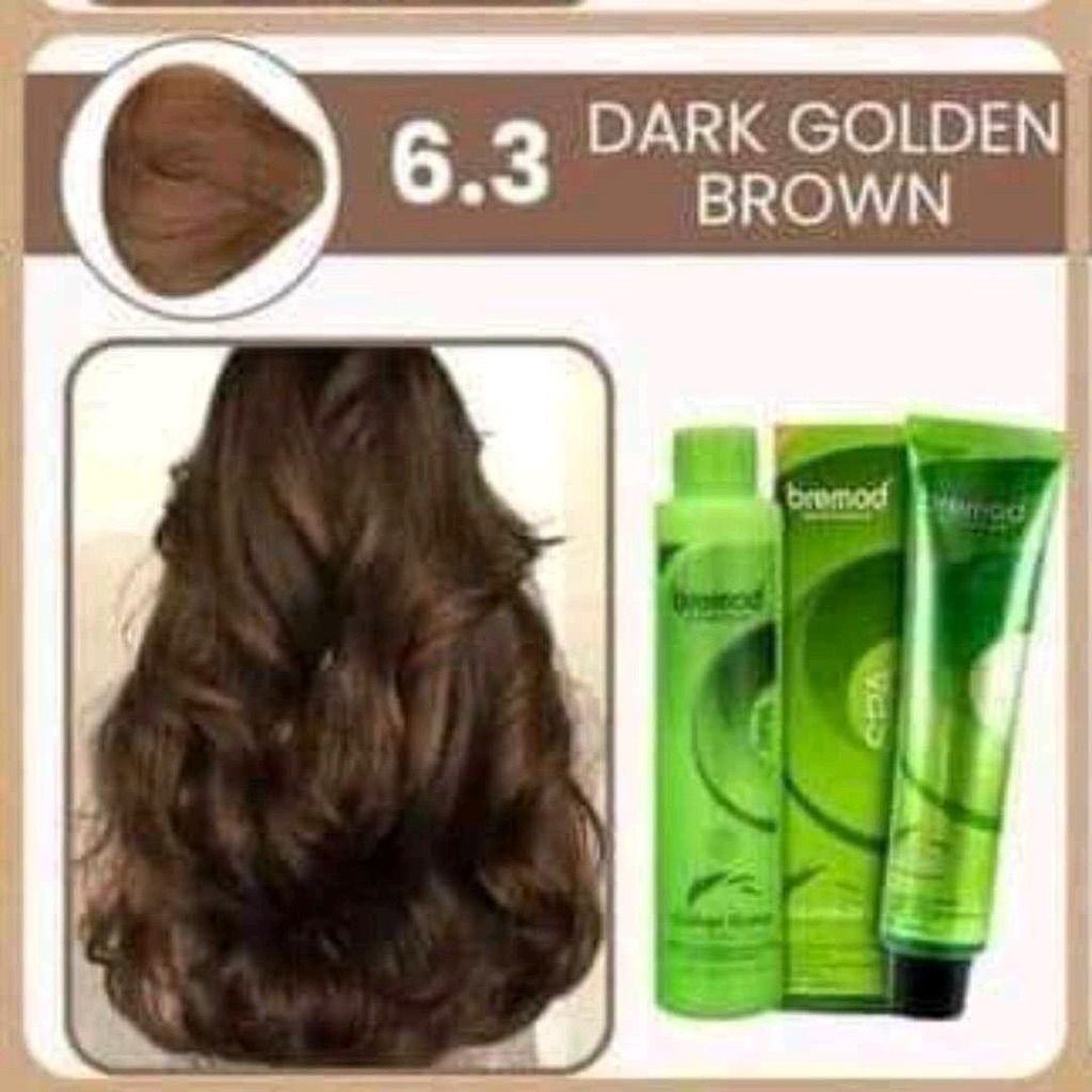 BREMOD HAIR COLOR DARK GOLDEN BROWN 6.3 [WITH OXIDIZER] | Shopee ...