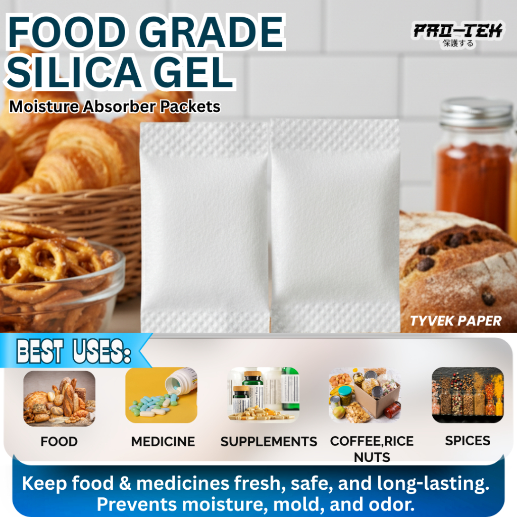 [100pcs] 0.5g. PRO-TEK FOOD GRADE SILICA GEL DESSICANT DEHUMIDIFIER ...