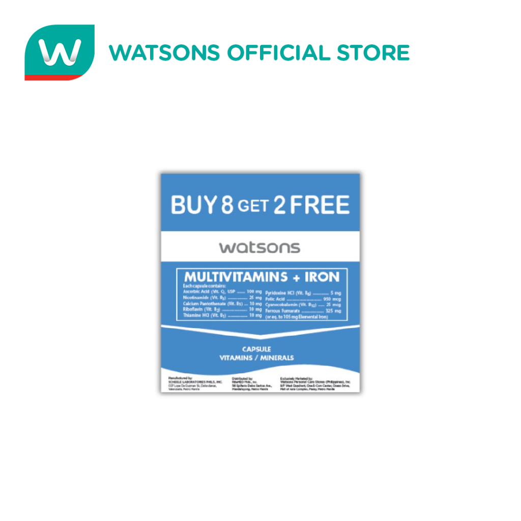 WATSONS Multivitamins with Iron 8+2 Capsule | Shopee Philippines